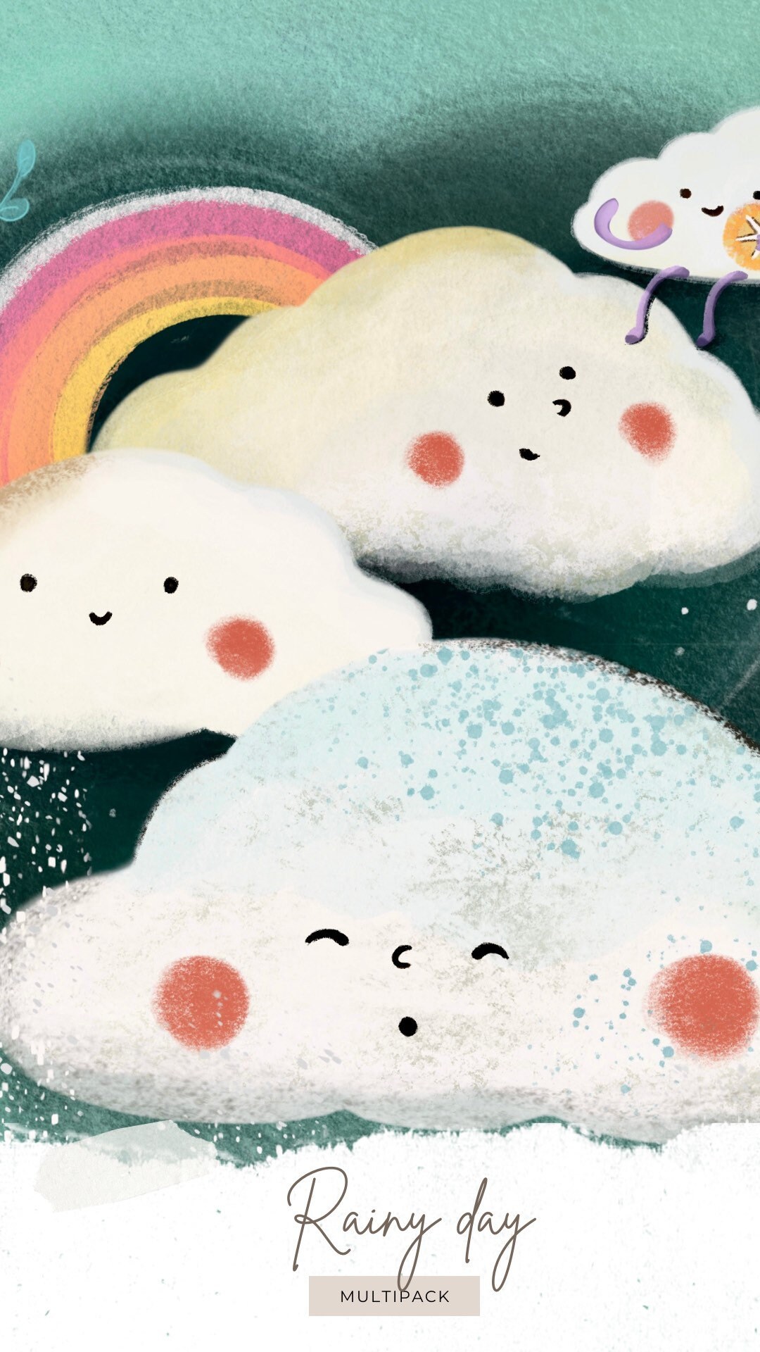 Gift Card X3, Rainy Day / Greeting Card/ Postcard Clouds and Rainbow - Etsy