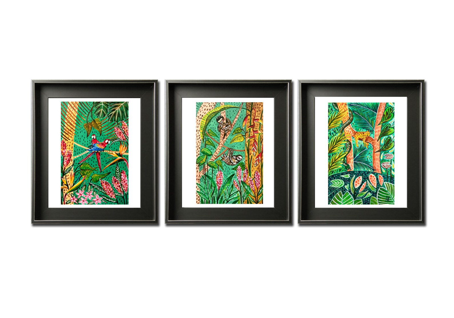 Poster Print, Colombian Jungle, Sloths Hanging There, Latin Jungle, Art ...