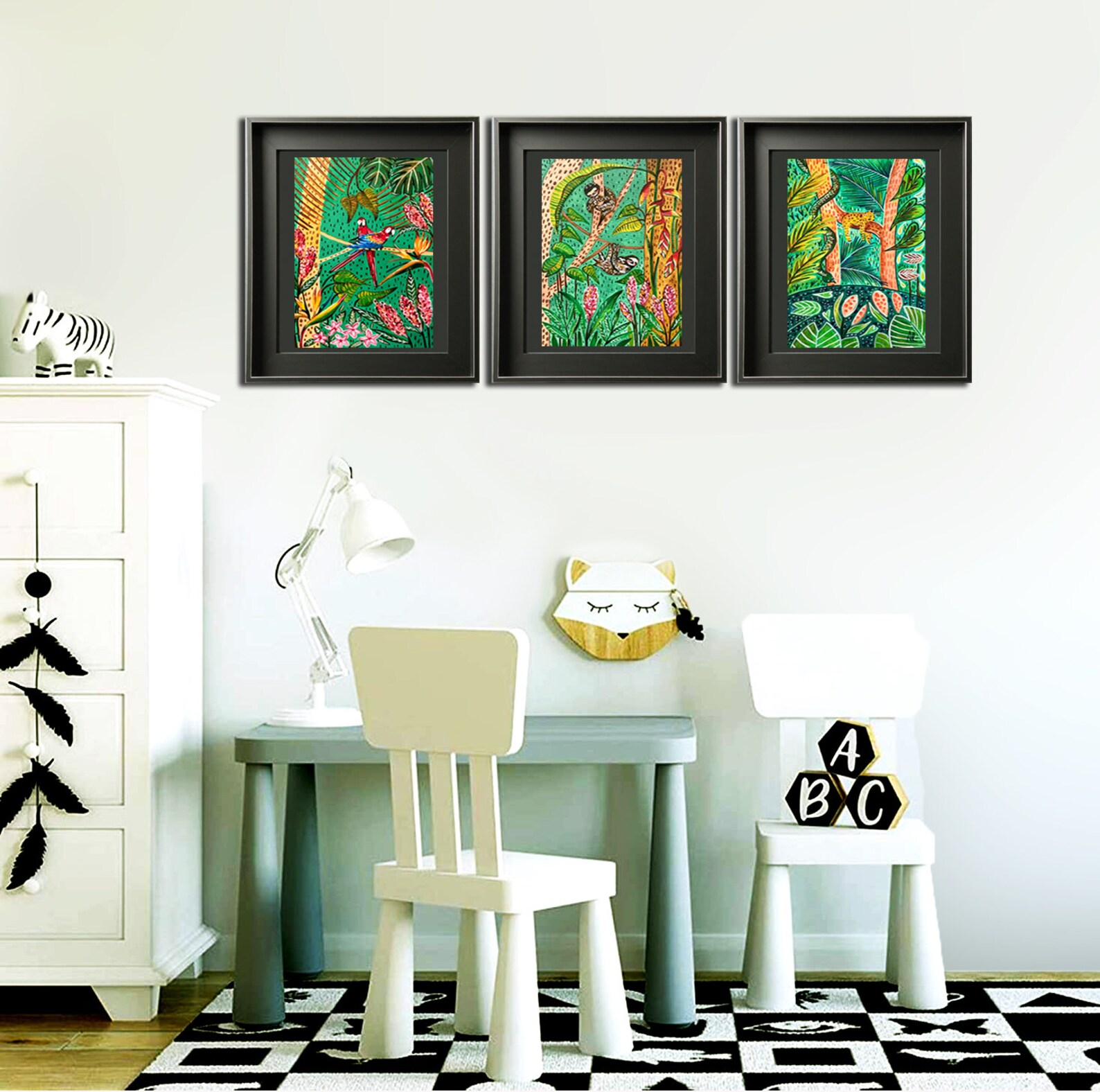 Poster Print, Colombian Jungle, Sloths Hanging There, Latin Jungle, Art ...