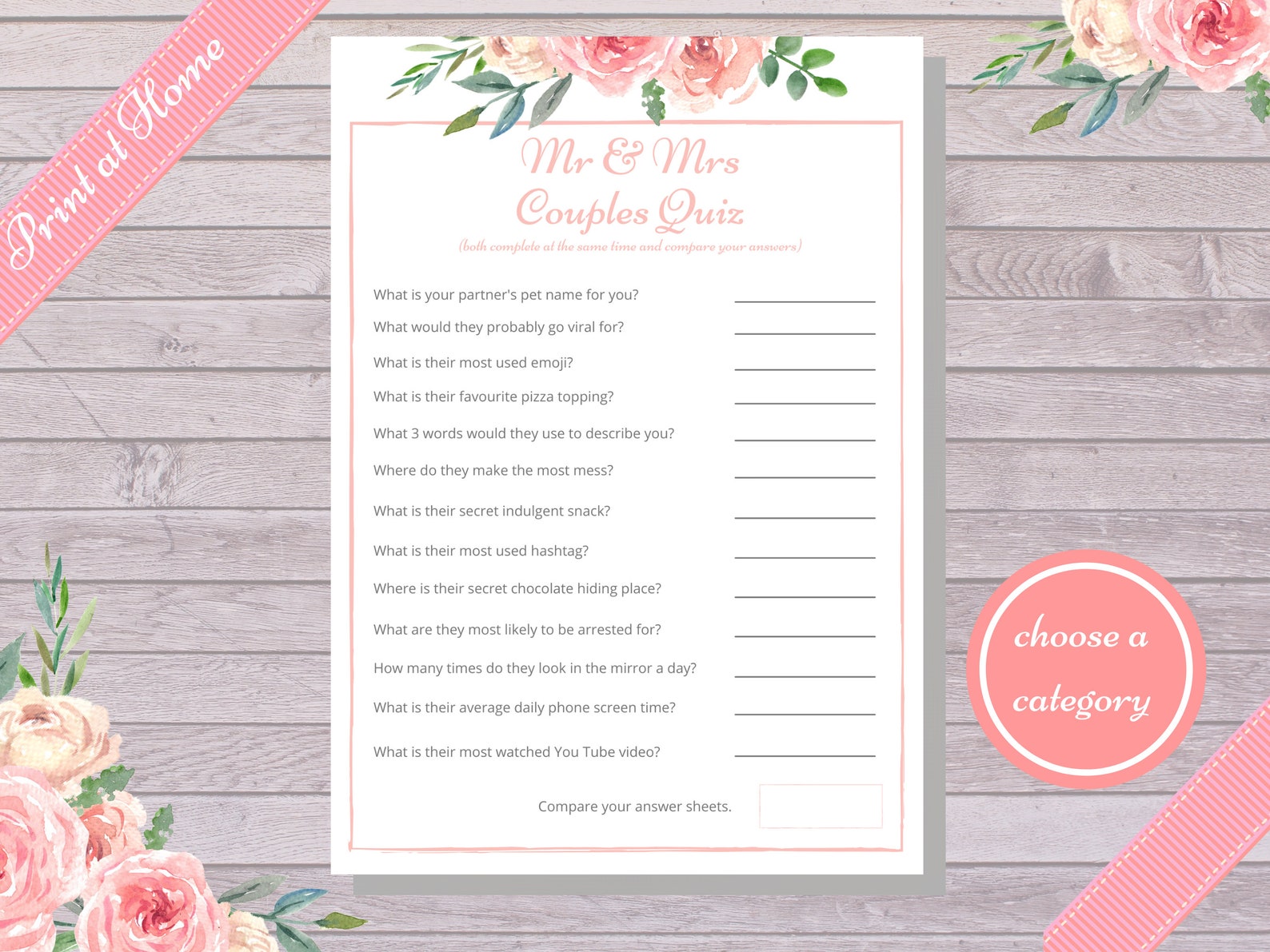 MR and MRS | Couple's Question Games | 100 Questions | 7 Games ...