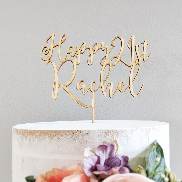 Happy 21st Birthday Wooden Cake Topper - Etsy