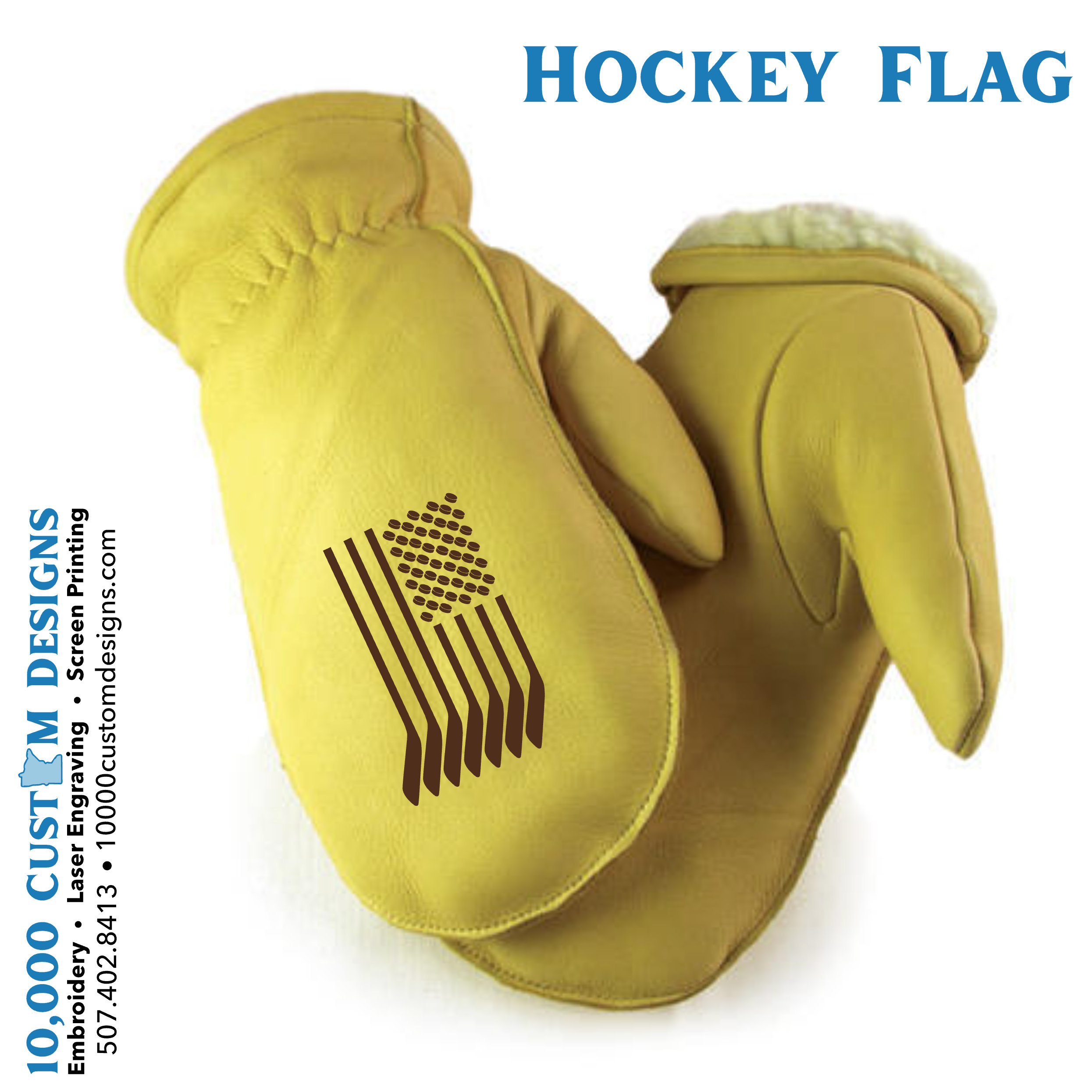 Engraved Deerskin Chopper Mittens: *warm* Hockey Team, Personalized ...