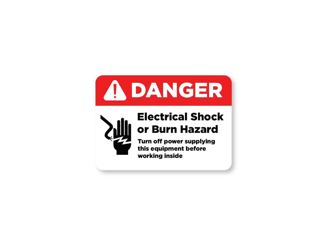 Danger Electrical Shock or Burn Hazard Turn off Power Sticker Label - Etsy