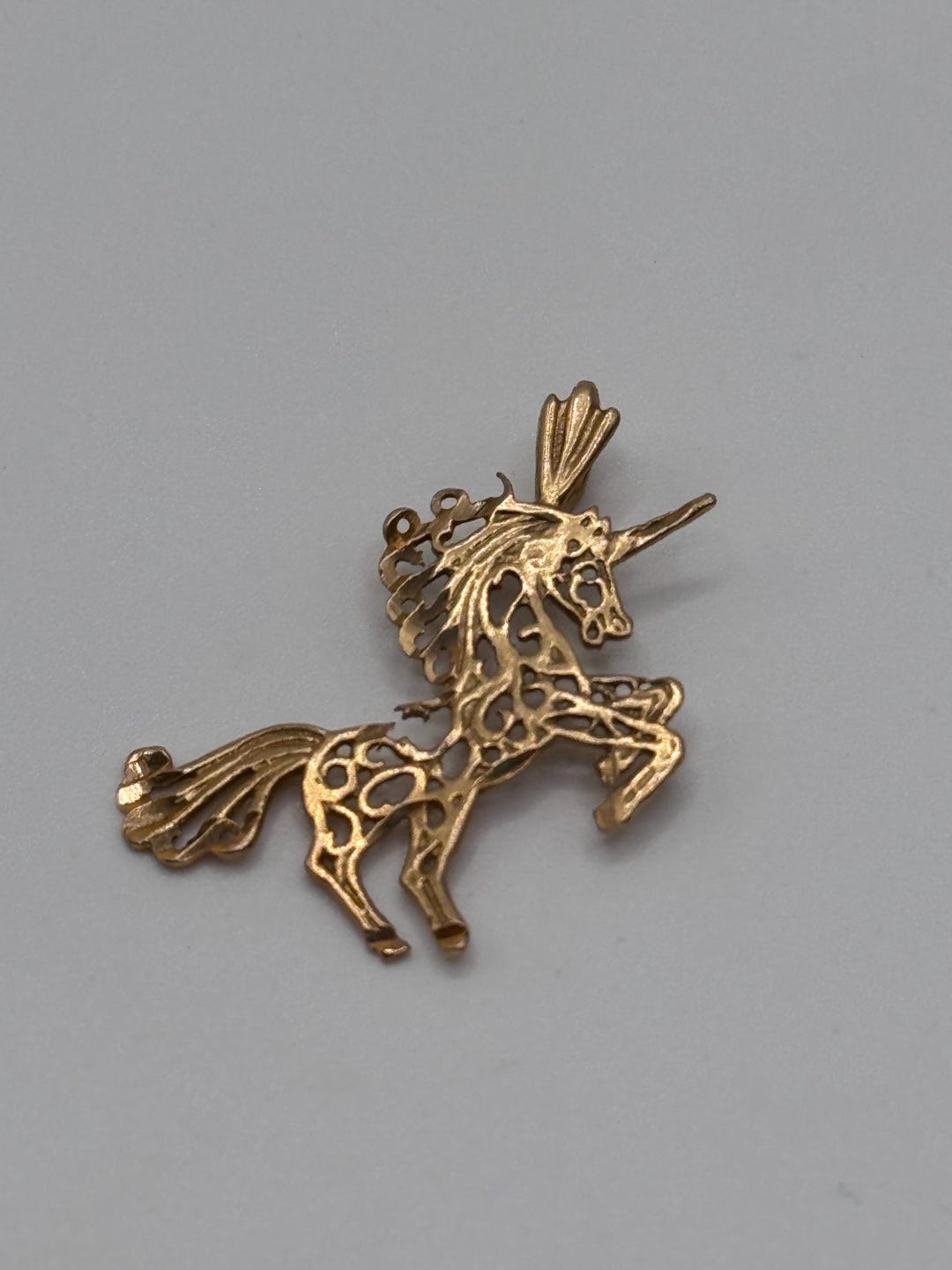 14K Unicorn Yellow Gold Filigree Charm Pendant DAMAGED - Etsy