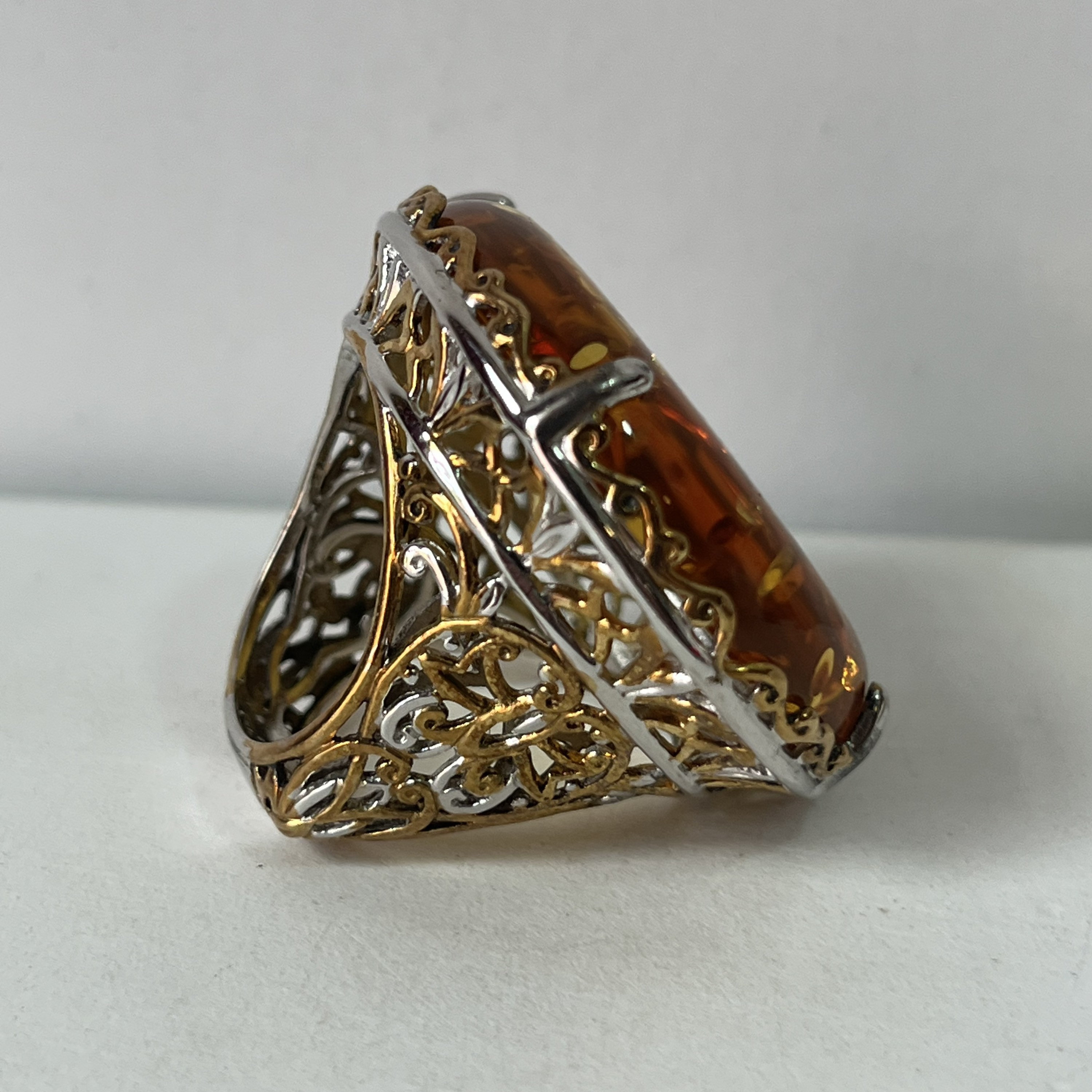 Michael Valitutti 925 NH Amber Filigree Ring - Etsy