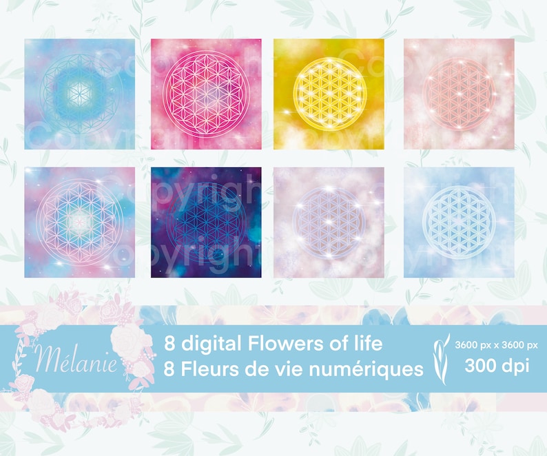 8 Flowers of Life to Download. Digital Flower of Life. Sacred Geometry ...