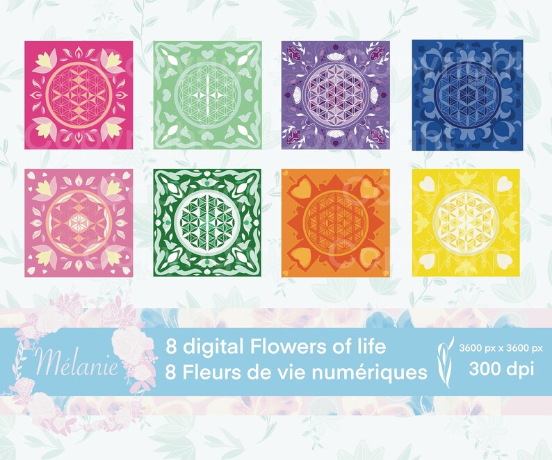 8 Flowers of Life to Download. Digital Flower of Life. Sacred Geometry ...