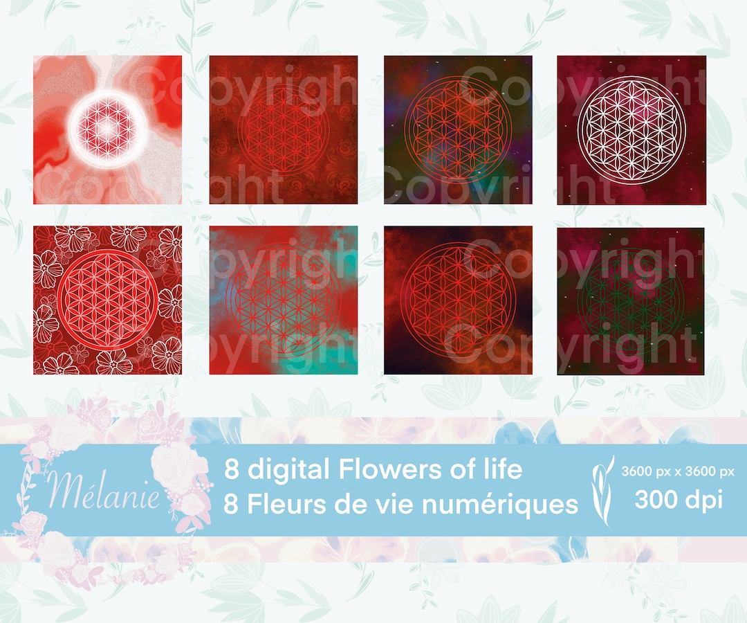 8 Flowers of Life to Download. Digital Flower of Life. Sacred Geometry ...