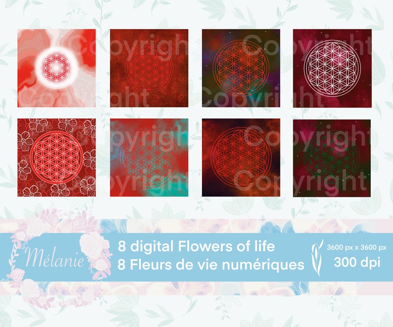 8 Flowers of Life to Download. Digital Flower of Life. Sacred Geometry ...