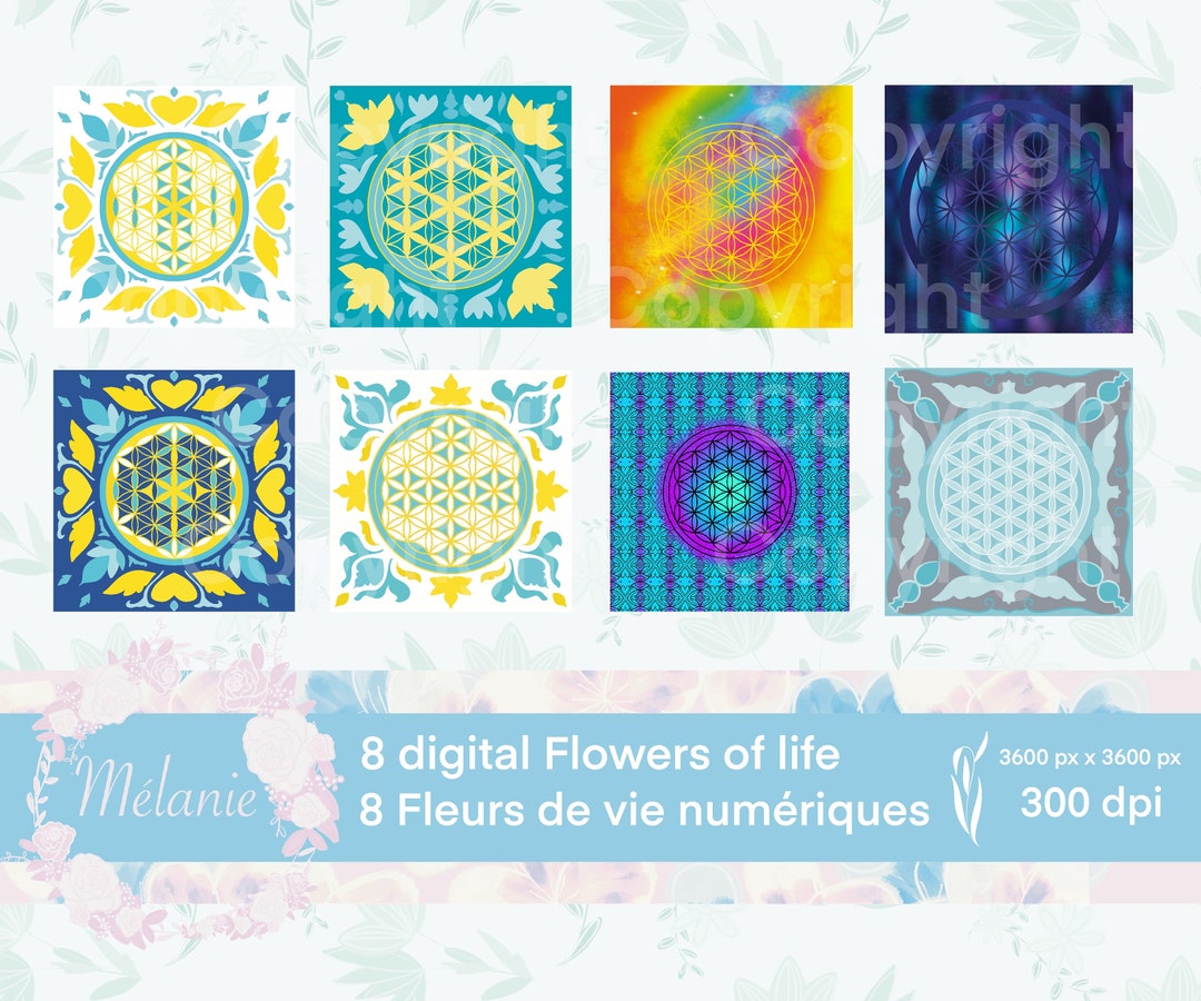 8 Flowers of Life to Download. Digital Flower of Life. Sacred Geometry ...