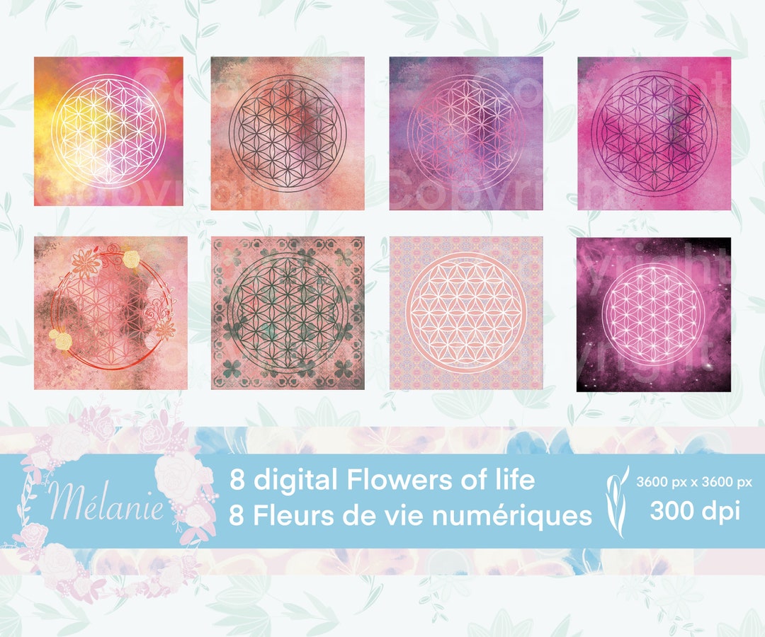 8 Flowers of Life to Download. Digital Flower of Life. Sacred Geometry ...