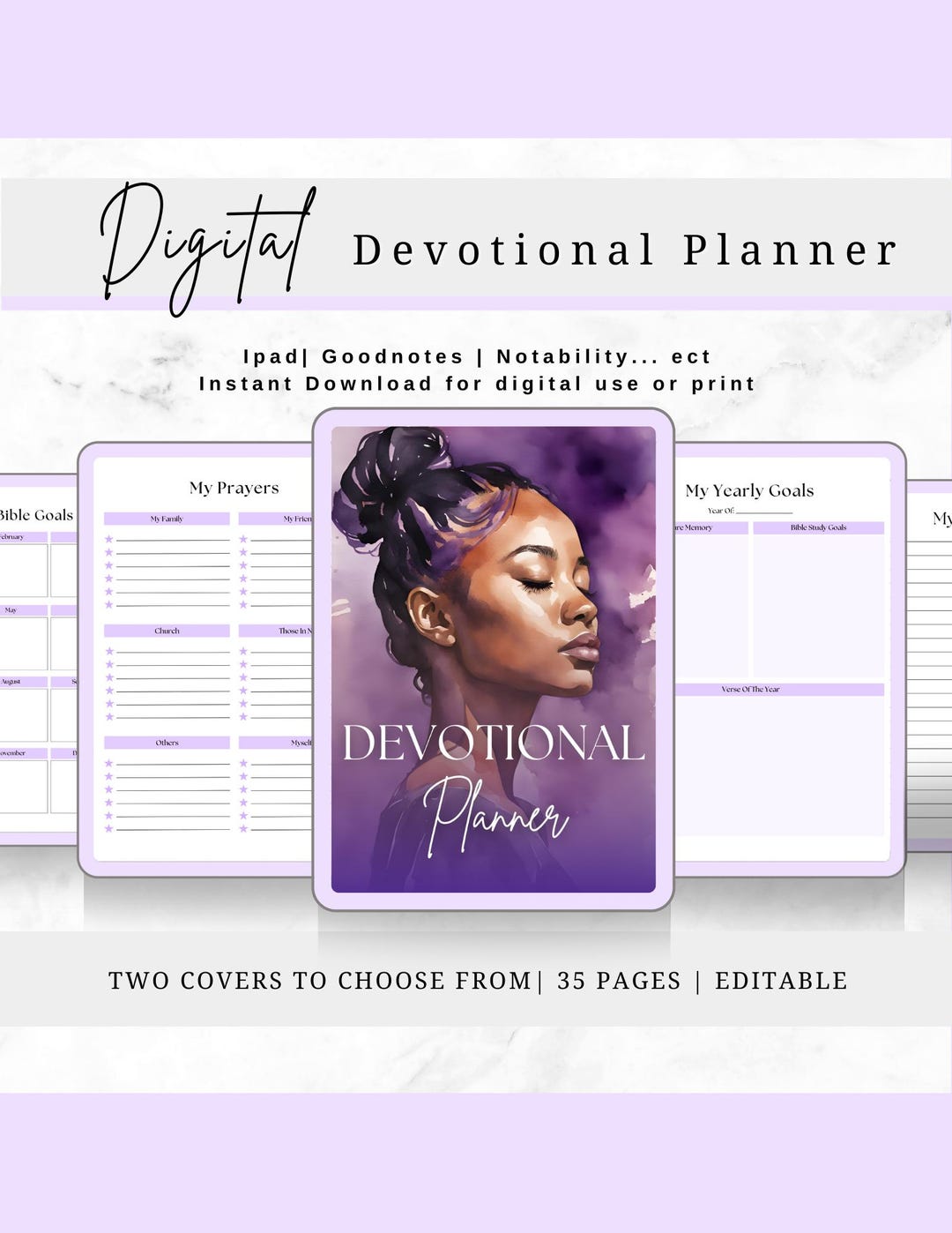 Editable Digital Devotion Planner Journal - Etsy