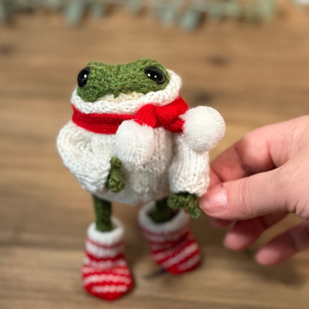 Lucky Frog. Knitted Frog With Sweater Cute Frog Small Knitted Frogs - Etsy