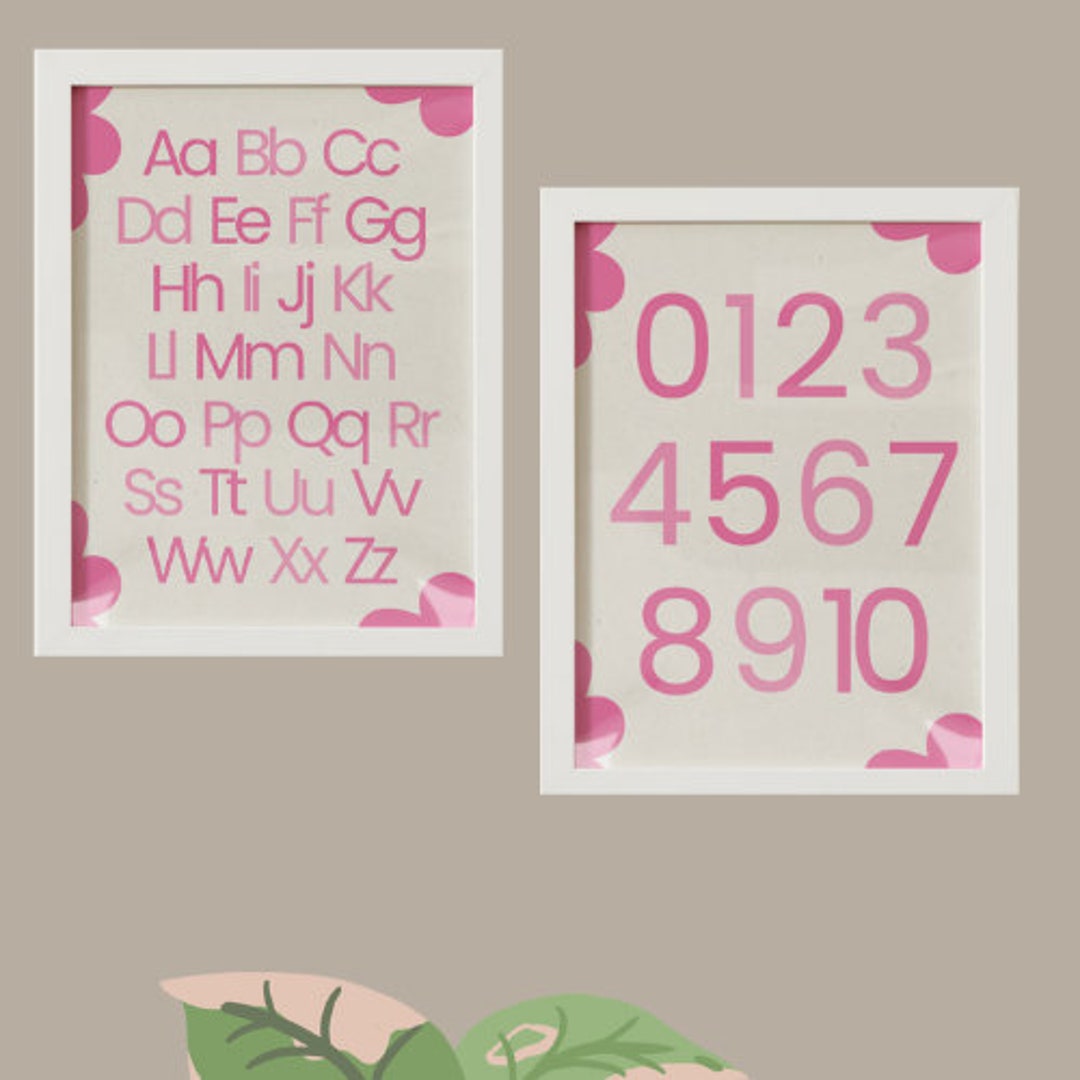 Pink Alphabet and Number Educational Posters - Set of 2 Digital ...
