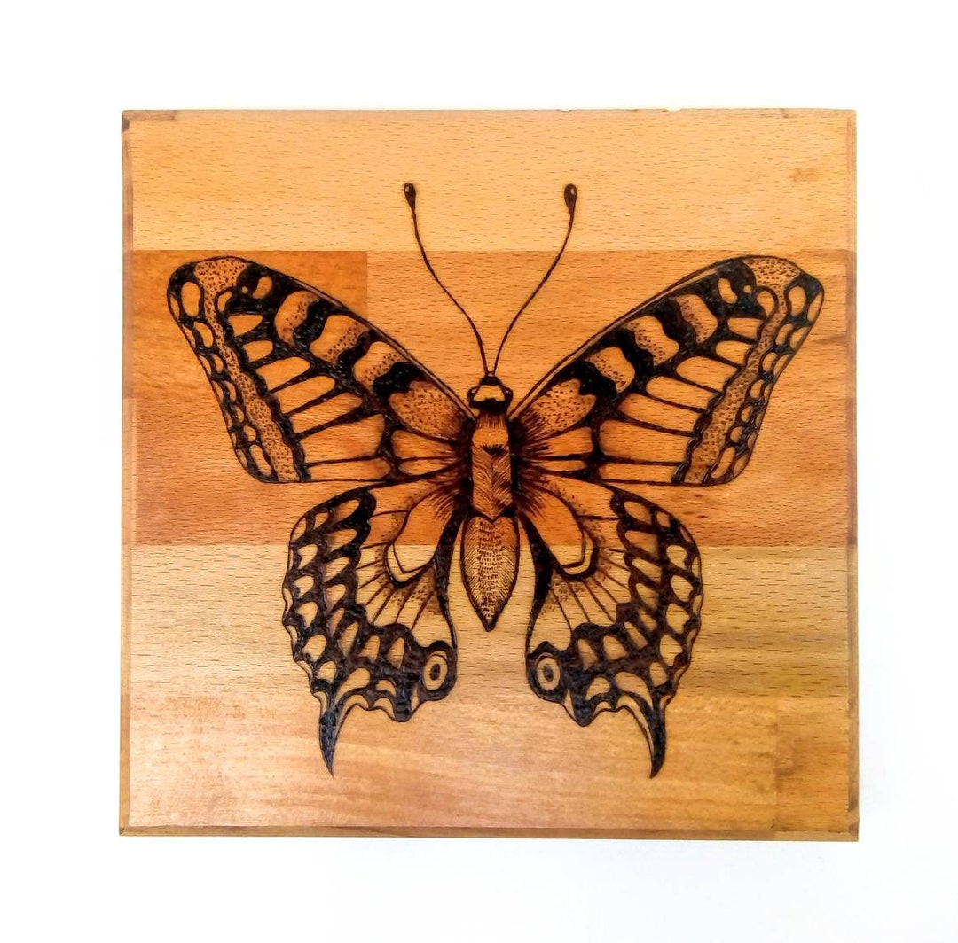 Butterfly Pyrography Wall Art Rustic Handcrafted Wood - Etsy