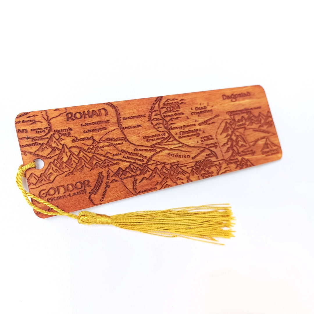 Lord of the Rings Wooden Bookmark, Map of Middle Earth Custom Gift ...