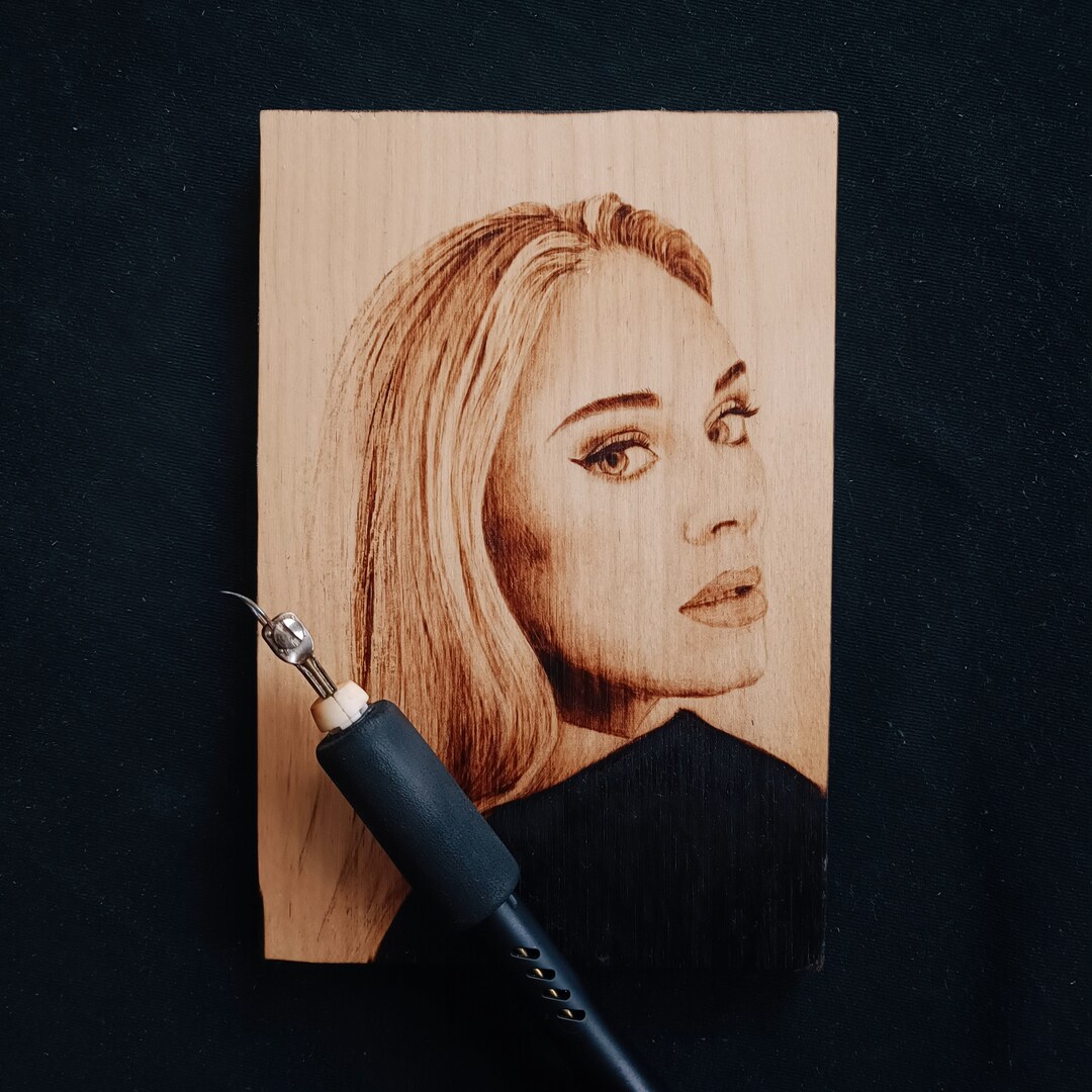 Adele Pyrography Portrait Handmade Woodburning Painting of Adele - Etsy