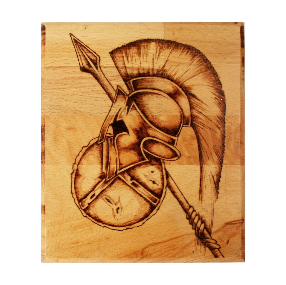 Greek Warrior Wall Decor Greek Mythology Pyrography Art Ancient ...