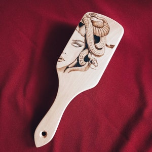 Medusa Wooden Hair Brush Dark Academia Pyrography Bamboo Hairbrush Greek Mythology Accessories ...