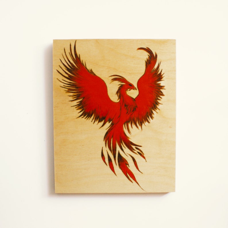 Phoenix Pyrography Wall Art Custom Wall Decor Fire Bird Wall - Etsy