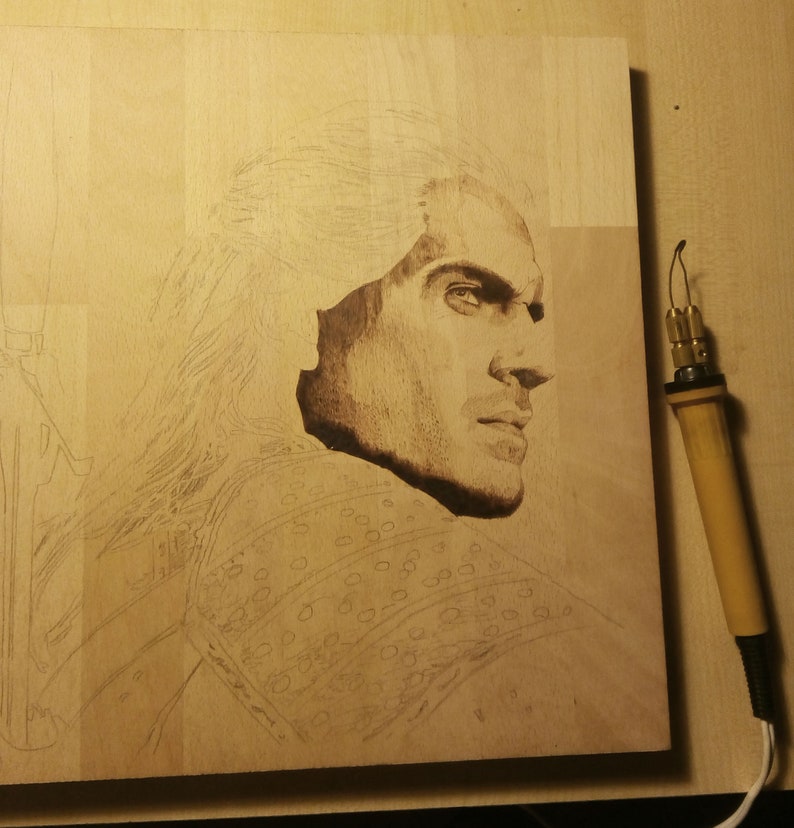 The WitcherPyrography Wall Art Geralt of Rivia Portrait | Etsy