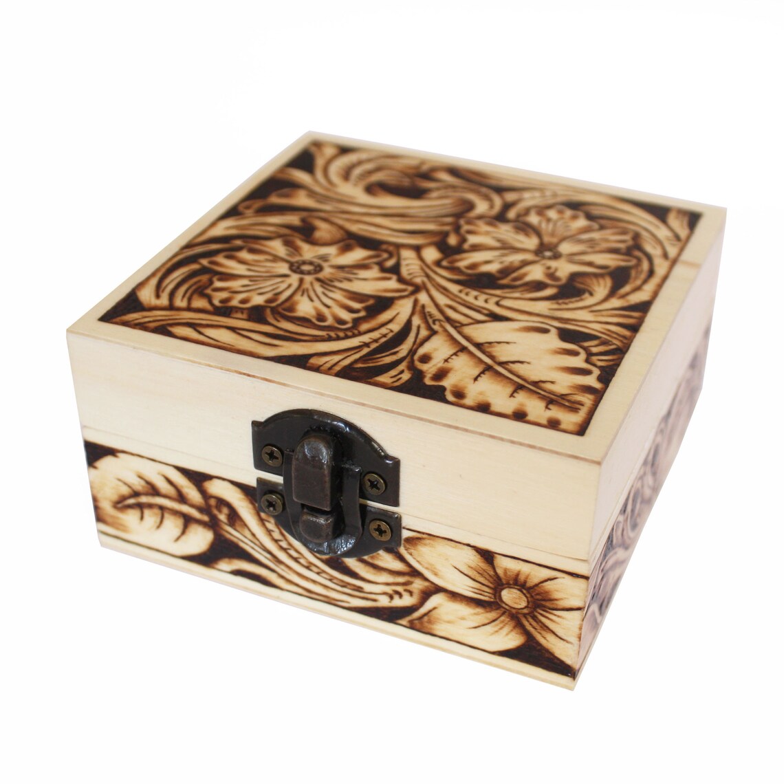 Floral Jewelry Box Custom Pyrography Storage Box Baroque - Etsy
