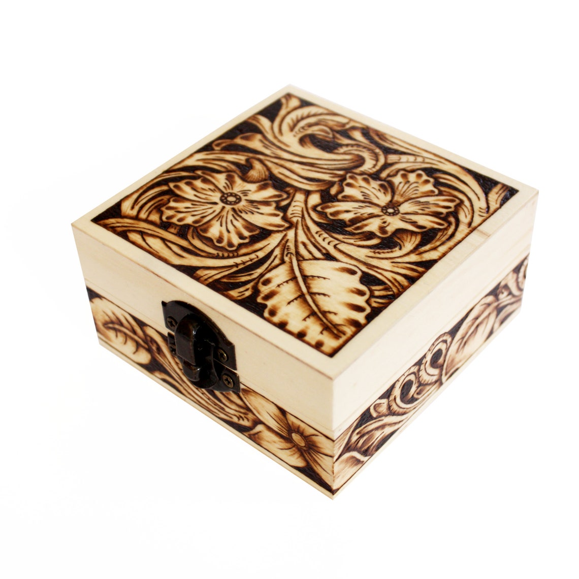 Floral Jewelry Box Custom Pyrography Storage Box Baroque - Etsy