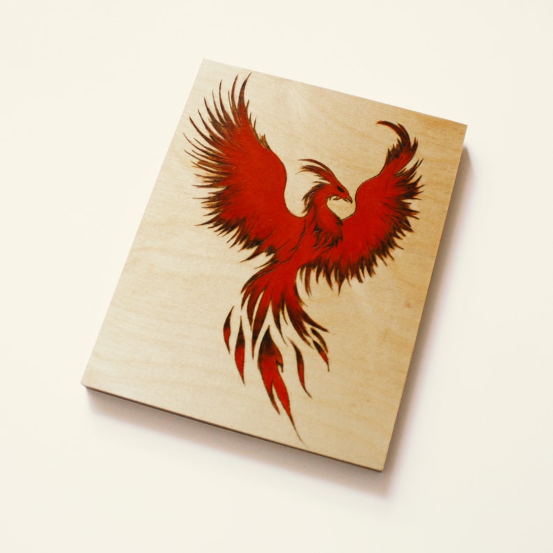 Phoenix Pyrography Wall Art Custom Wall Decor Fire Bird Wall - Etsy