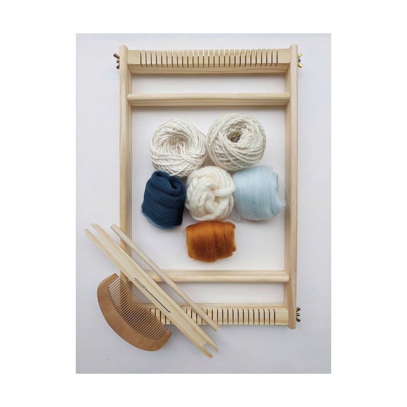 Weaving Starter Pack Navy and Mustard Beginner Tapestry Kit - Etsy