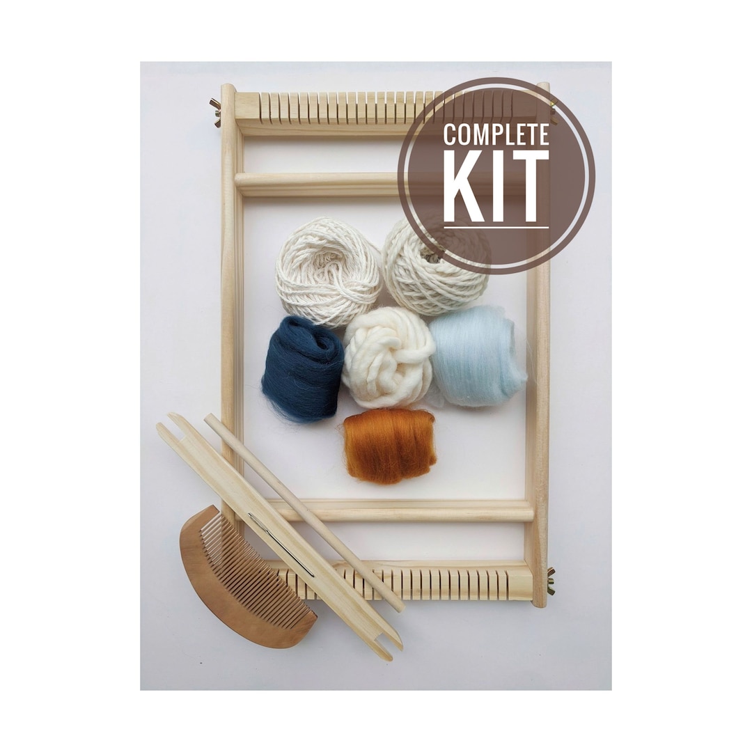 Weaving Starter Pack, Navy and Mustard Beginner Tapestry Kit, Complete ...
