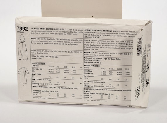 Simplicity Addams Family Costume Sewing Patterns - Lo… - Gem