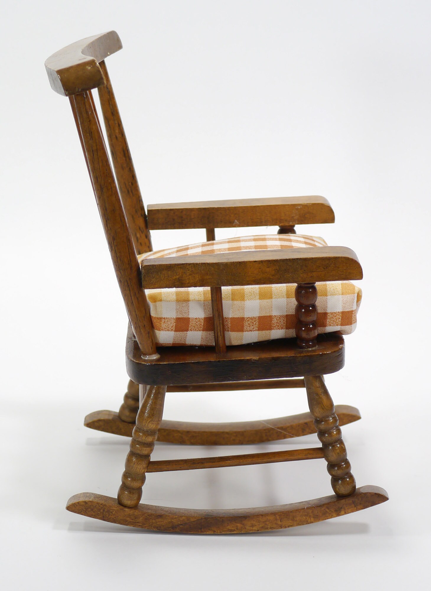 Vintage Small Rocking Chair Pincushion Wood Rocking Chair Gingham Pin ...