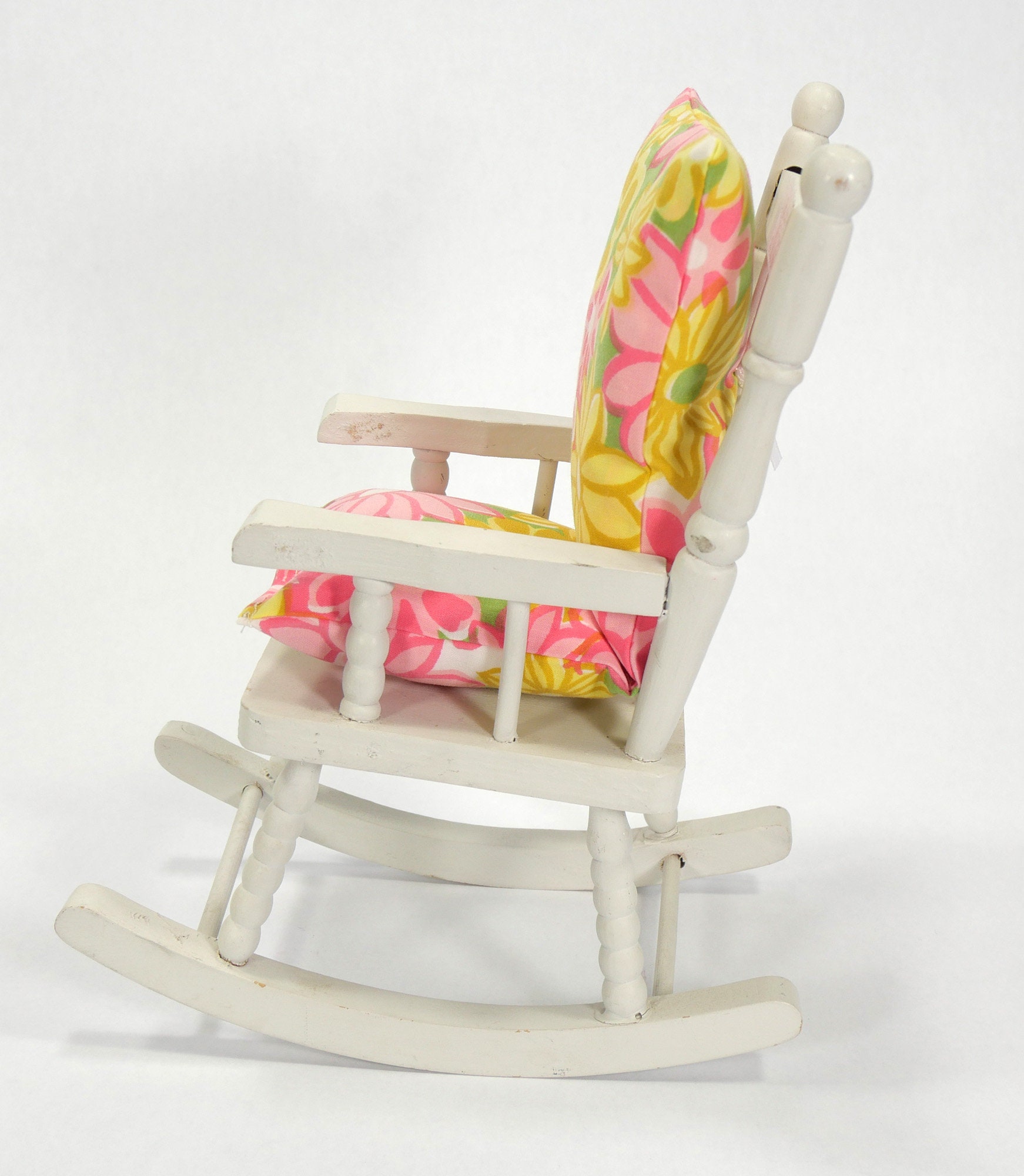 Vintage Small Rocking Chair Pincushion - Wood Rocking Chair - White Pin ...