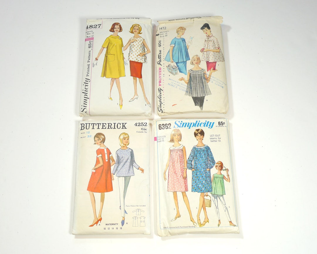 Vintage Lot of 4 Maternity Sewing Patterns Simplicity 1472/6362/4827 ...