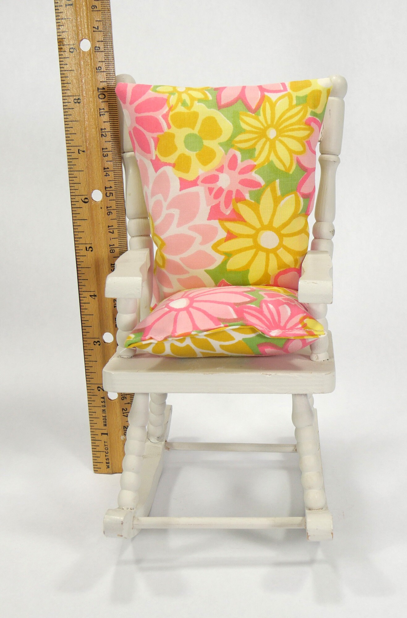 Vintage Small Rocking Chair Pincushion Wood Rocking Chair White Pin ...