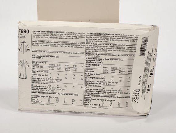 Simplicity Addams Family Costume Sewing Patterns - Lo… - Gem