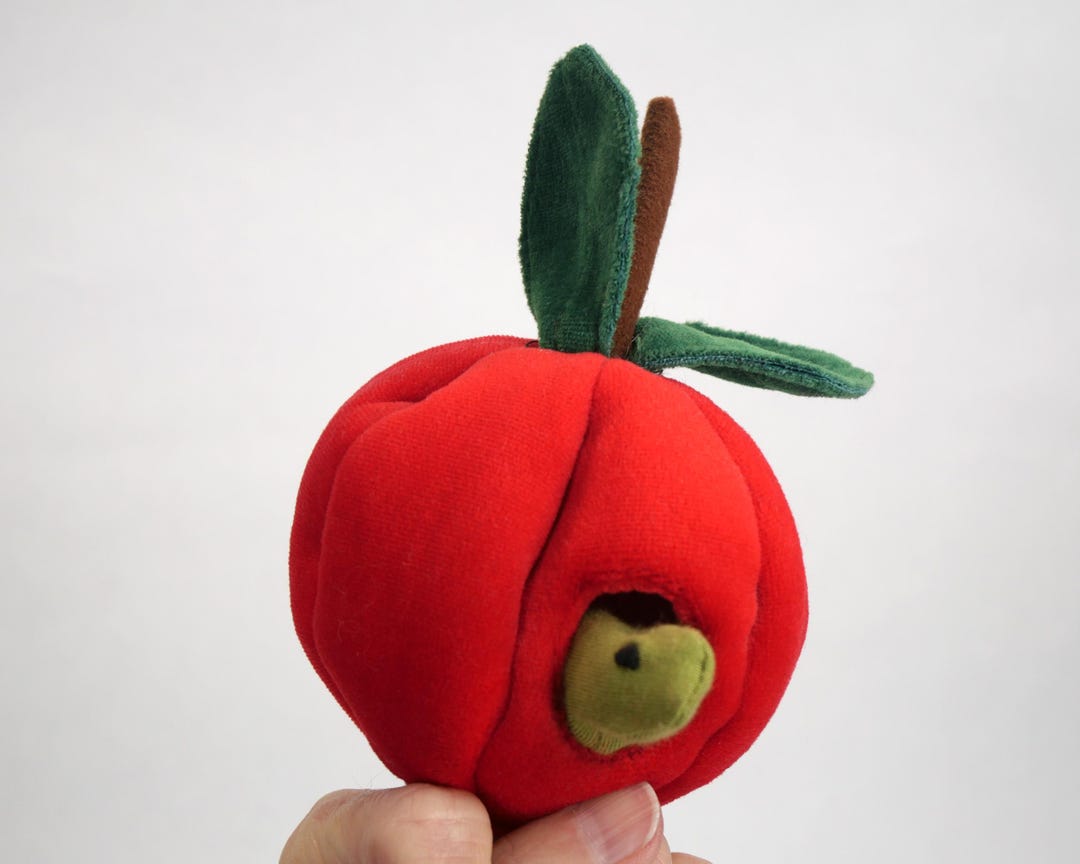 Red Apple With Green Worm Finger Puppet Folkmanis, Inc. 5 Tall X 10 ...