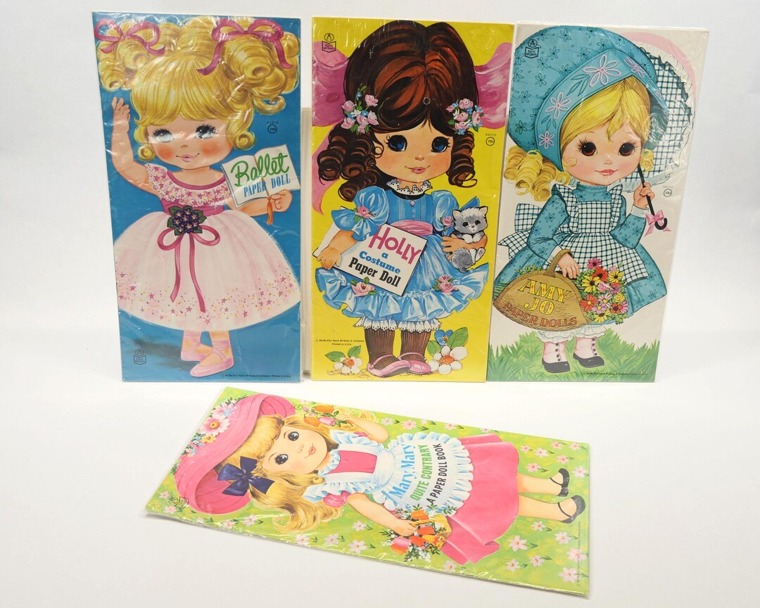 Rand Mcnally Large Paper Dolls - Lot of 4 - Uncut - Mary, Mary - Holly ...