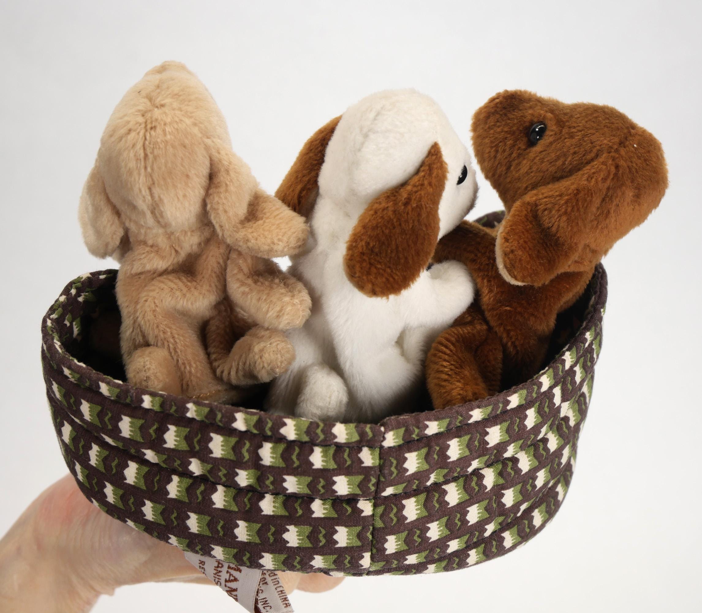 Vintage Puppies in Basket Hand Puppet - New Old Stock - Puppies 4" Tall ...