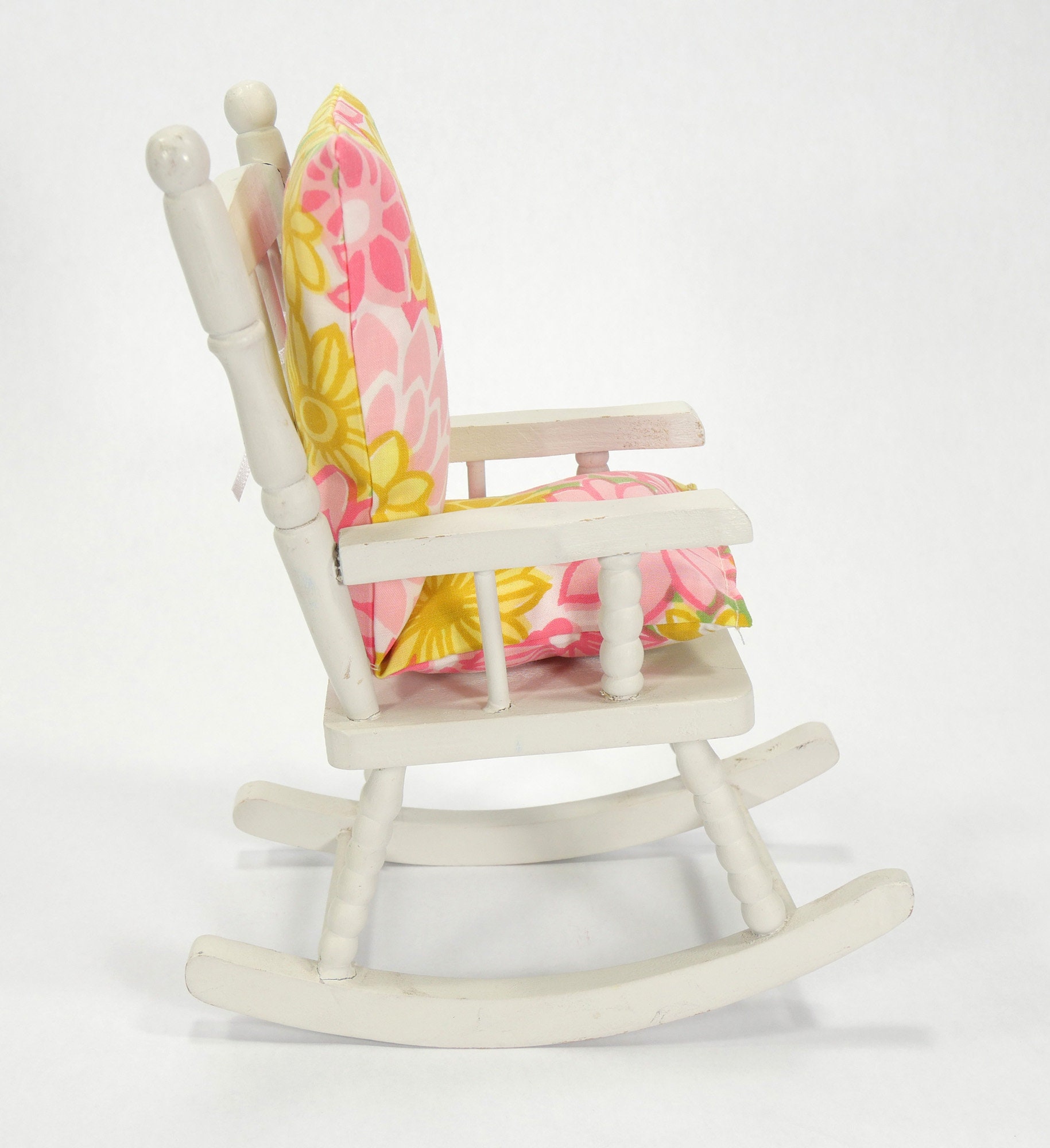 Vintage Small Rocking Chair Pincushion - Wood Rocking Chair - White Pin ...