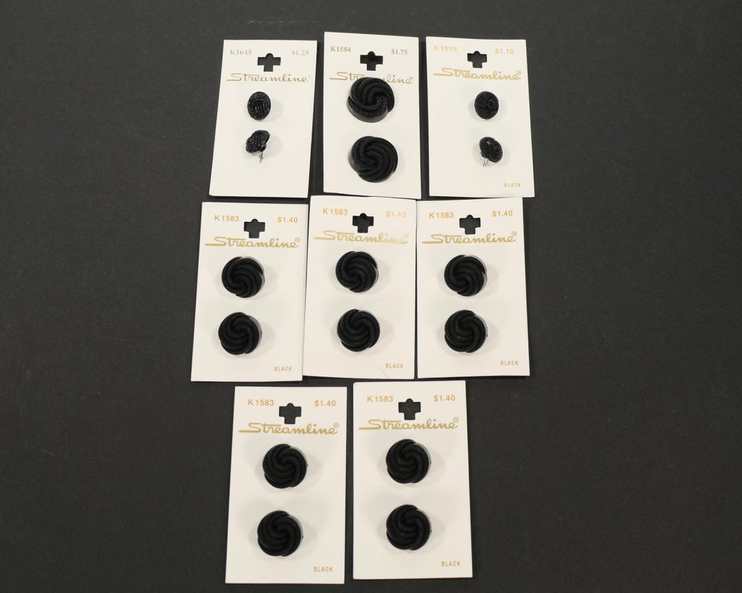 Vintage Lot of Streamline Black Buttons - Knot Style Buttons - Carded ...