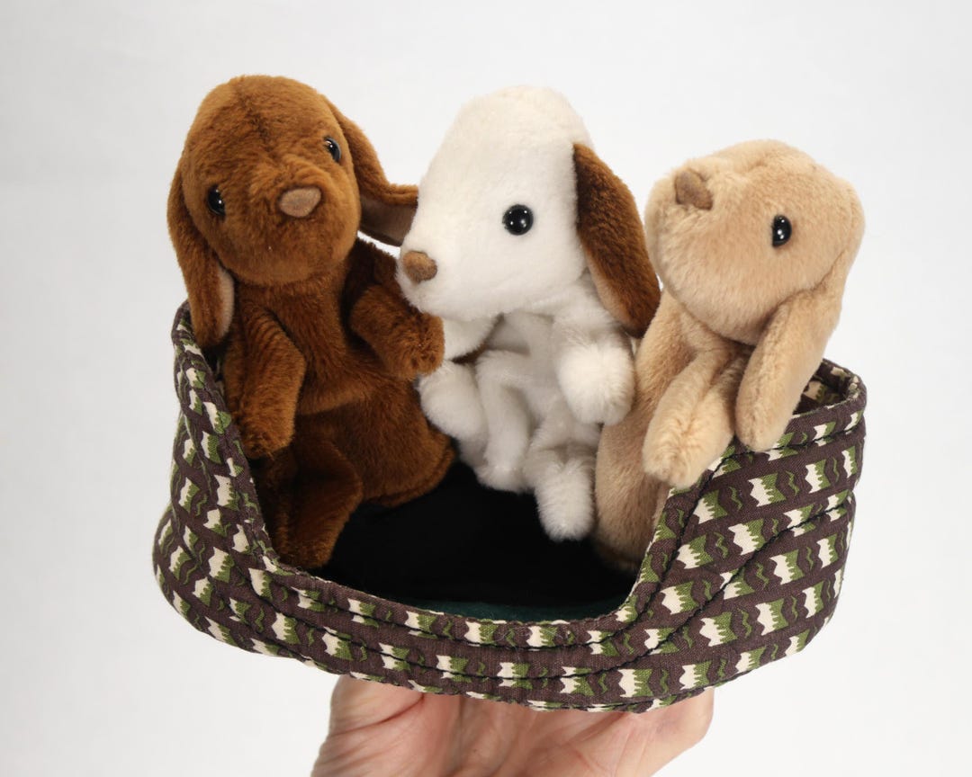 Vintage Puppies in Basket Hand Puppet - New Old Stock - Puppies 4" Tall ...