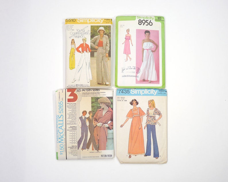 Vintage 1970's Women's Sewing Patterns - Lot of 4 Includes Simplicity ...