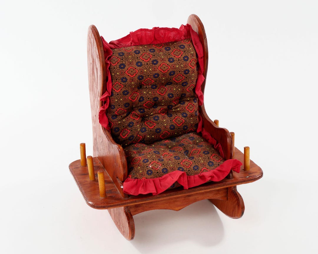Vintage Pin Cushion Rocking Chair - Holds 6 Thread Spools - Country ...