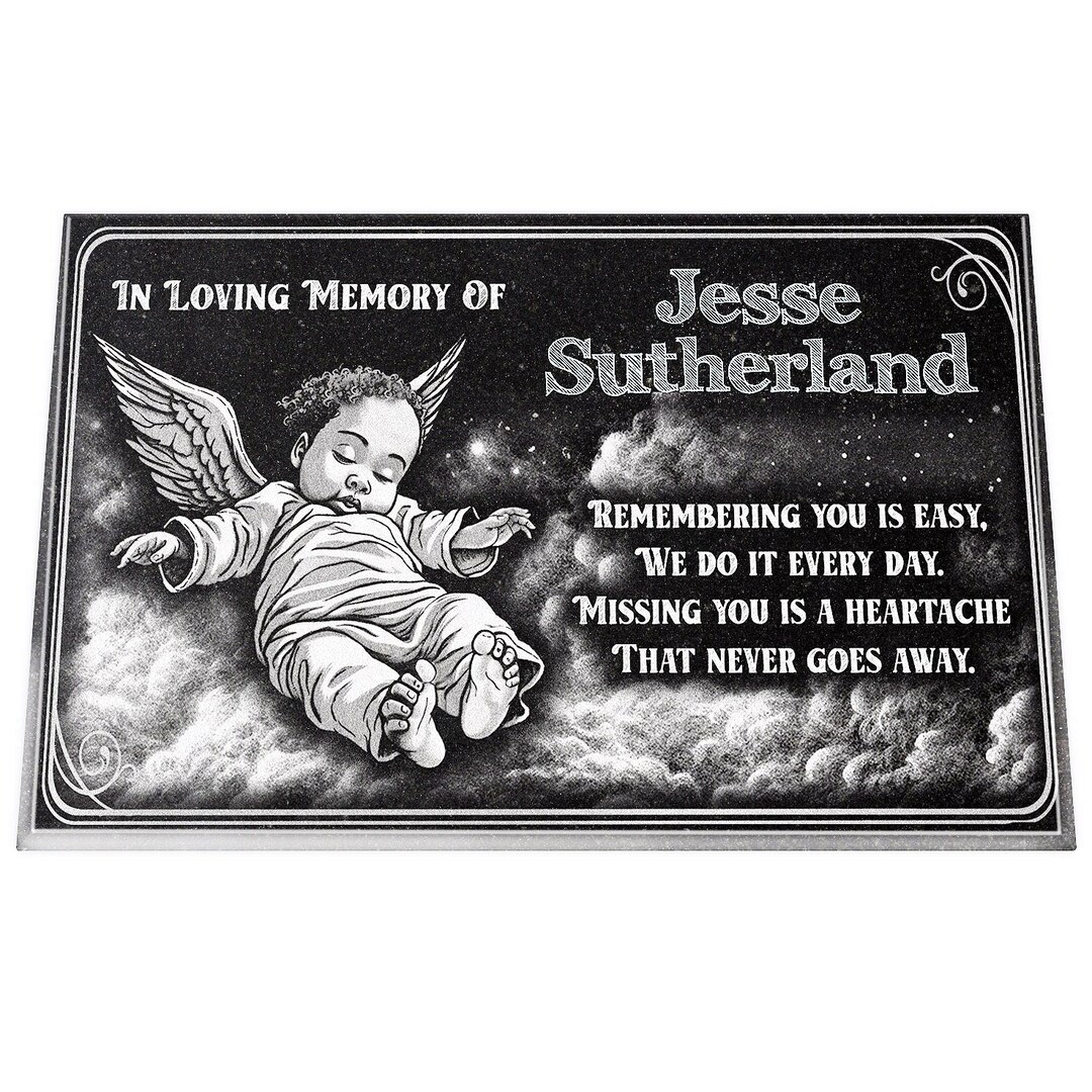 Personalized Baby Memorial Stone: Diamond-engraved Granite Grave Marker ...