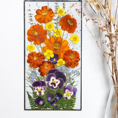 Pressed Flowers Framed Pressed Flower Art Dried Flower Double - Etsy