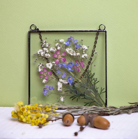 Pressed flower frame Framed pressed flowers Dried flower frame | Etsy