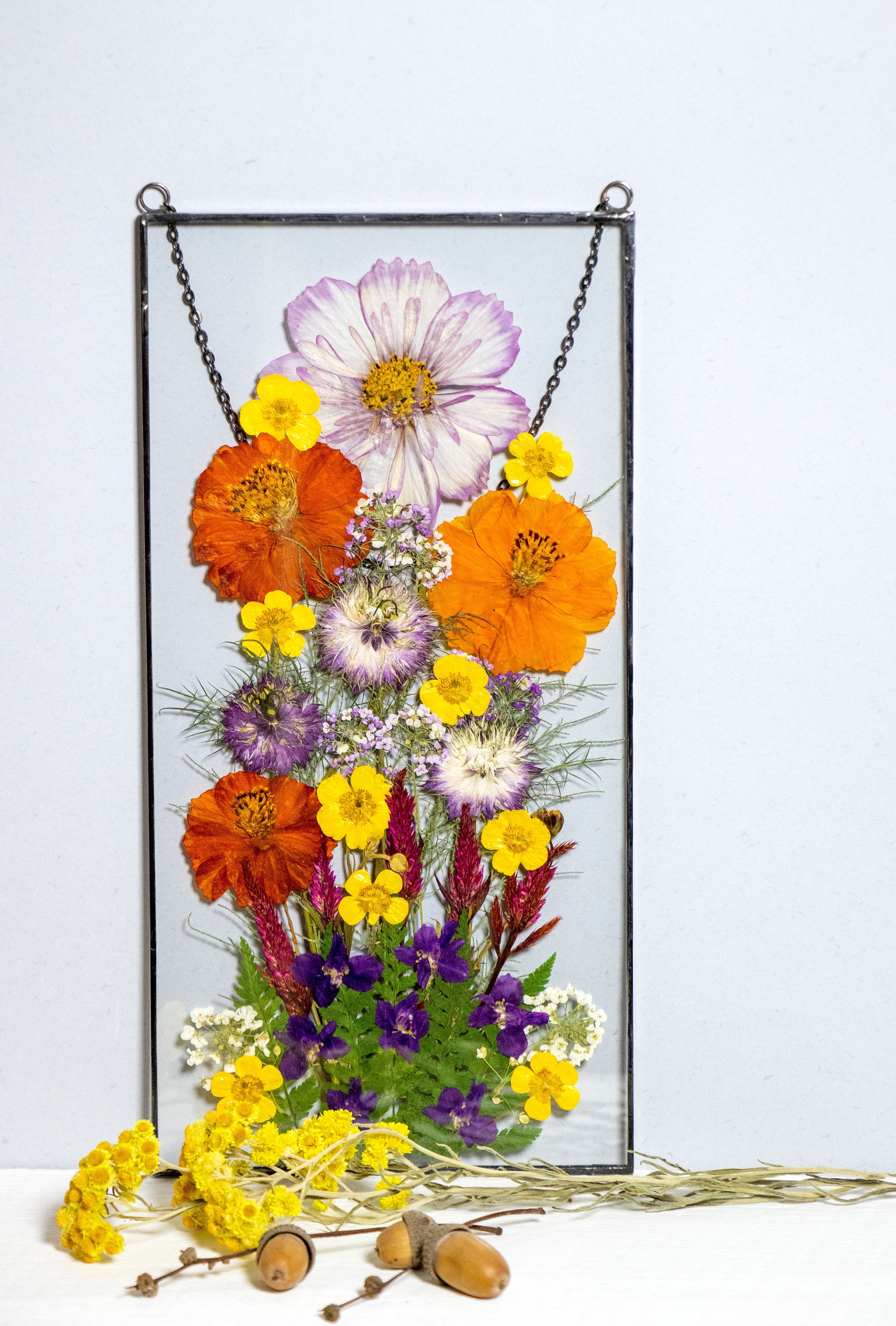 Pressed Flower Frame Framed Pressed Flowers Decor. Handmade - Etsy