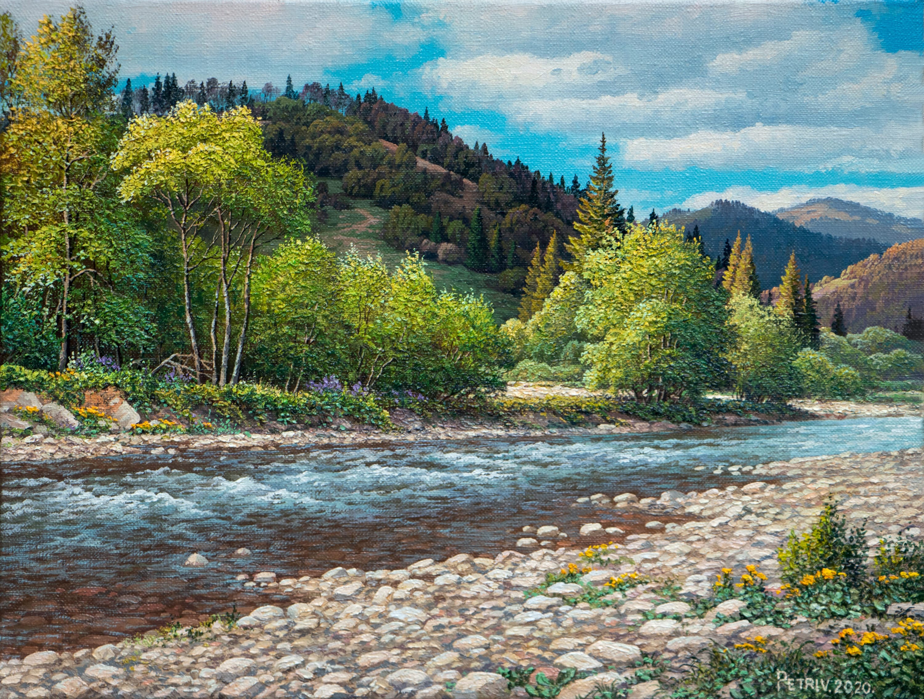 Spring landscape Original oil painting Realism painting Canvas | Etsy