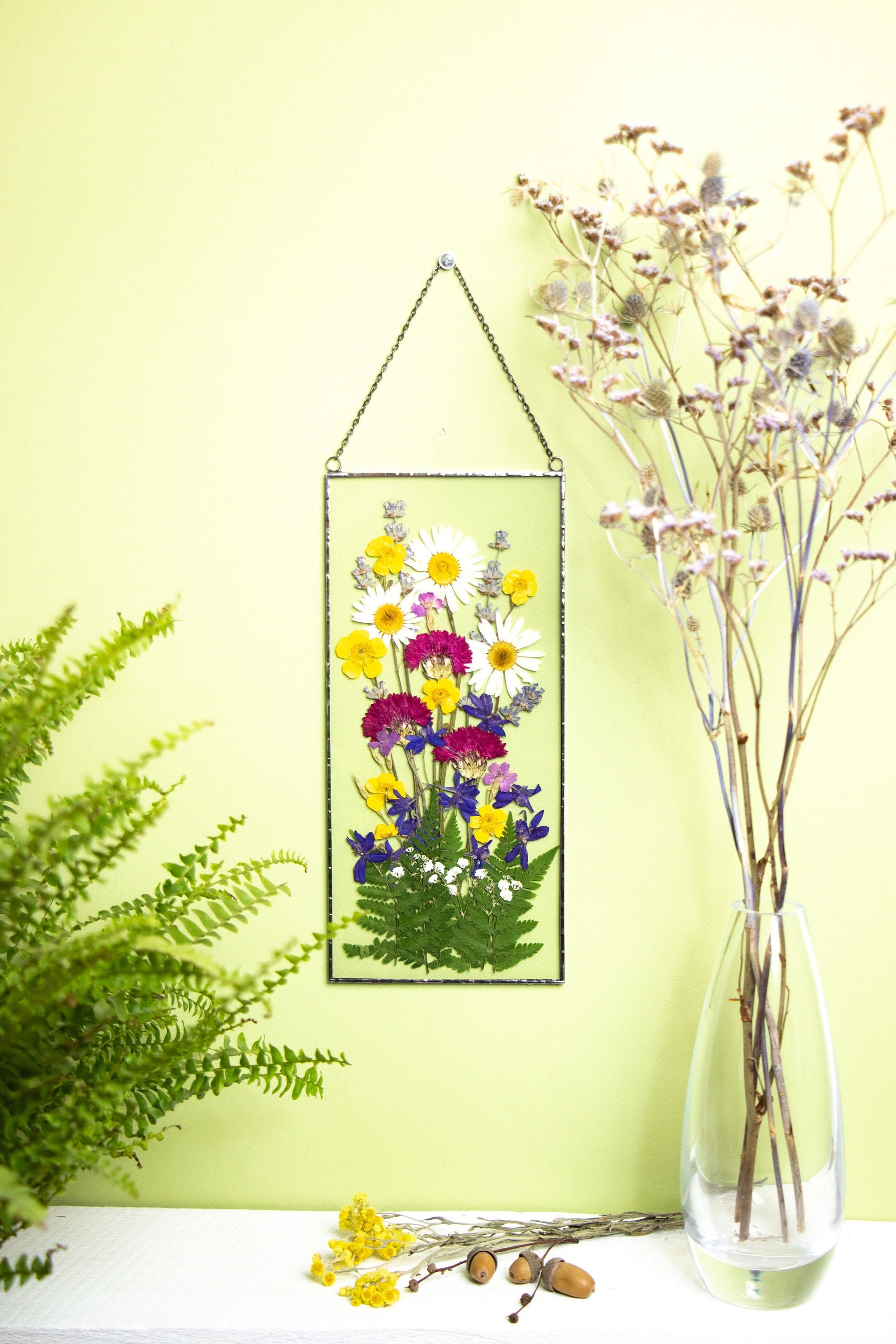 Pressed flower frame Framed pressed flowers Dried flower frame | Etsy